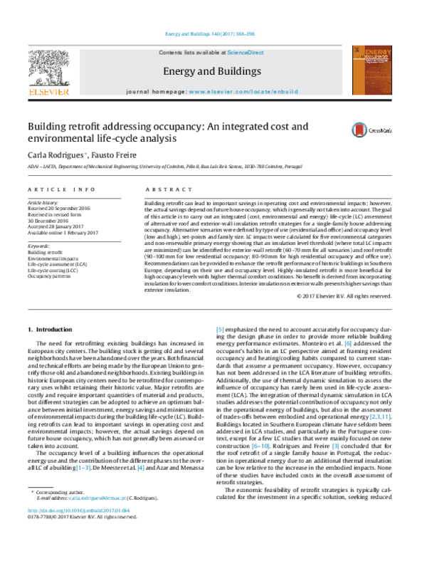 (PDF) Building retrofit addressing occupancy: An integrated cost and ...