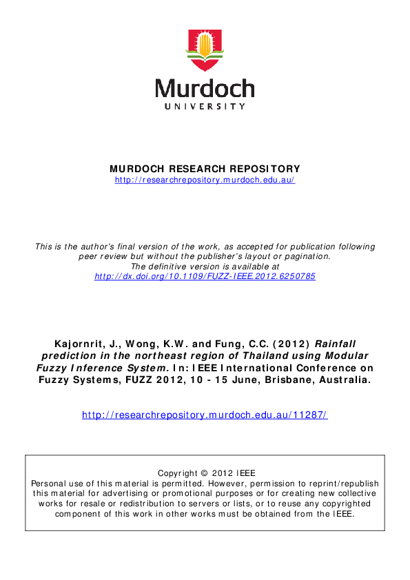 Pdf Thailand Using Modular Fuzzy Inference System