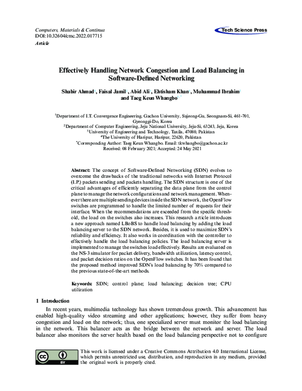 (PDF) Effectively Handling Network Congestion and Load Balancing in Software-Defined Networking