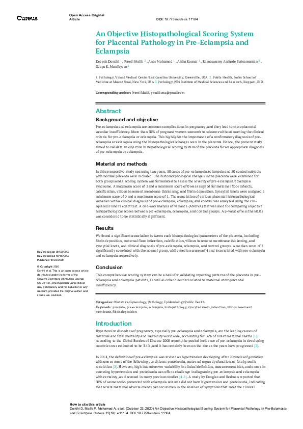 (PDF) An Objective Histopathological Scoring System for Placental ...