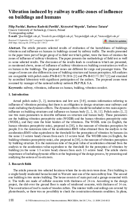 (PDF) Vibration induced by railway traffic-zones of influence on ...