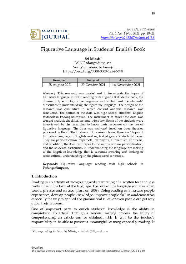 (PDF) Figurative Language in Students’ English Book