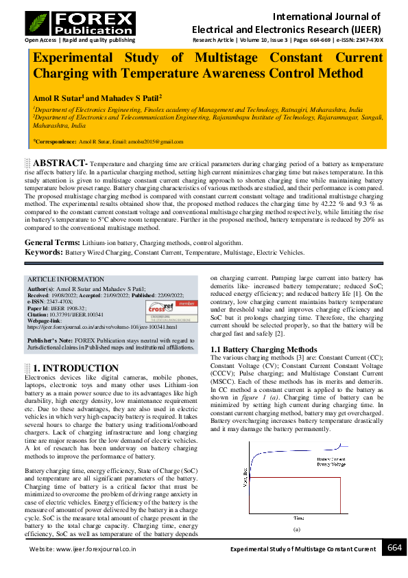 (PDF) Experimental Study of Multistage Constant Current Charging with ...