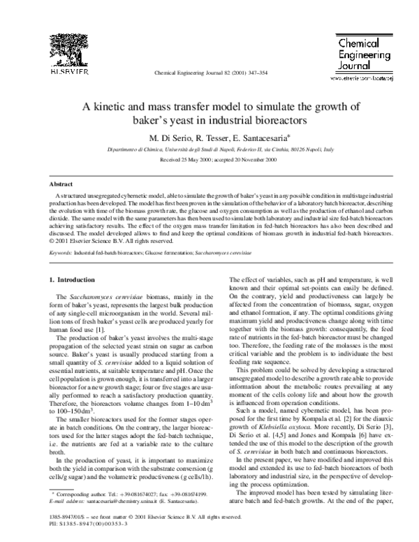(PDF) A kinetic and mass transfer model to simulate the growth of baker ...