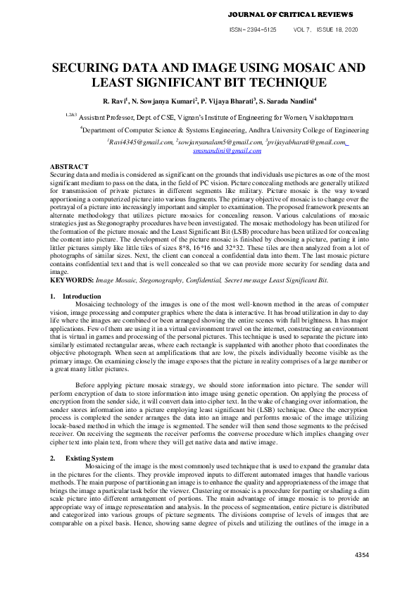(PDF) Securing Data and Image Using Mosaic and Least Significant Bit Technique