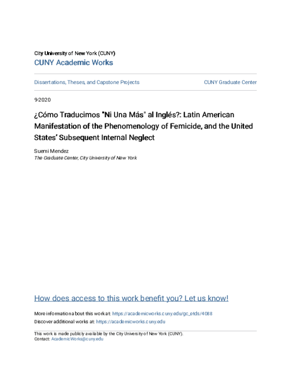 (PDF) Femicide: Latin American Context and US Neglect