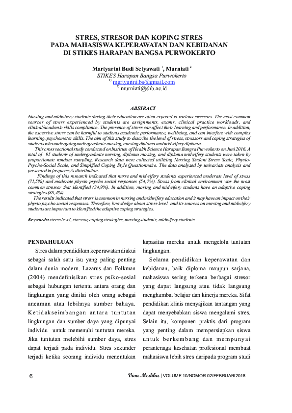 (PDF) Stres, Stresor dan Koping Stres Pada Mahasiswa Keperawatan dan ...