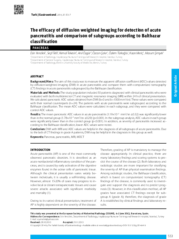 (PDF) The efficacy of diffusion weighted imaging for detection of acute ...