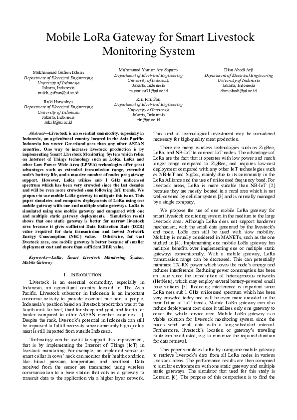(PDF) Mobile LoRa Gateway for Smart Livestock Monitoring System