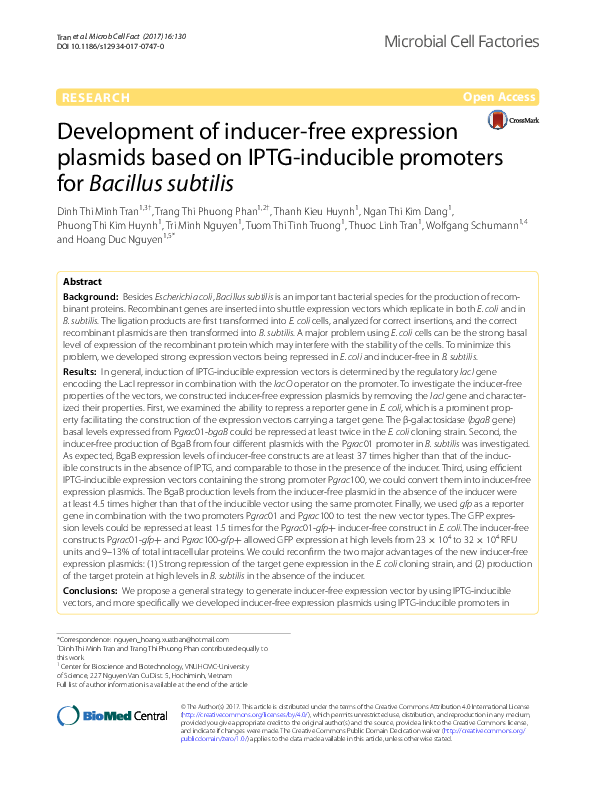 (PDF) Development of inducer-free expression plasmids based on IPTG ...