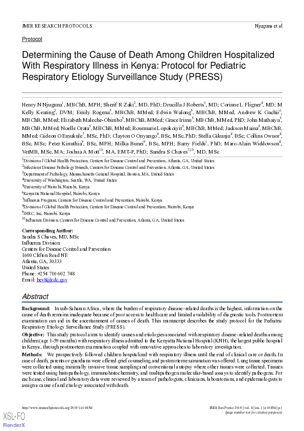 (PDF) Determining the Cause of Death Among Children Hospitalized With ...