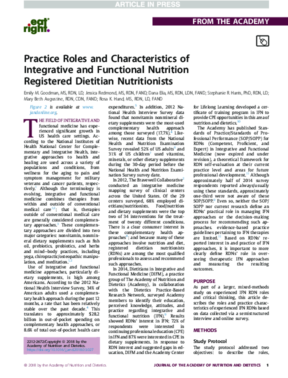(PDF) Practice Roles and Characteristics of Integrative and Functional ...