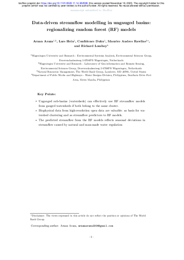 (PDF) Data-driven streamflow modelling in ungauged basins ...