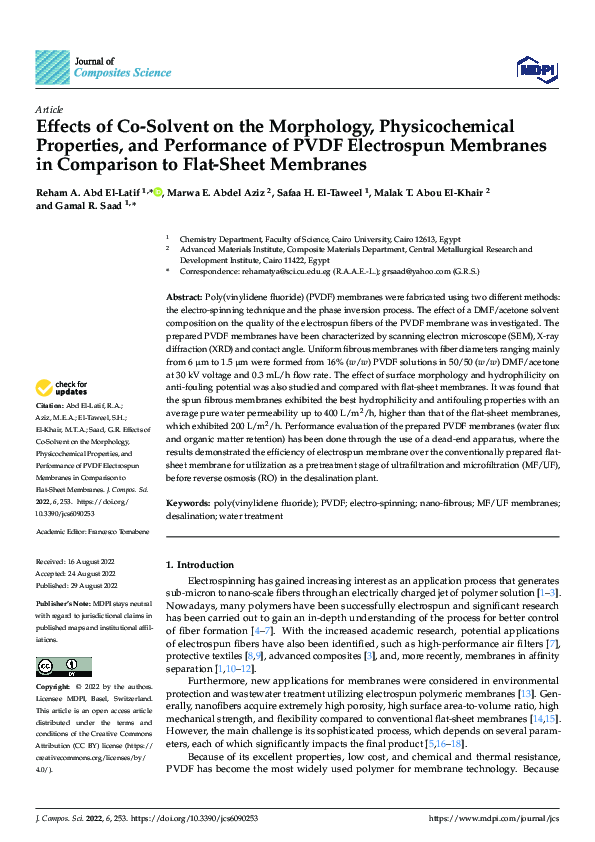 (PDF) Effects of Co-Solvent on the Morphology, Physicochemical ...