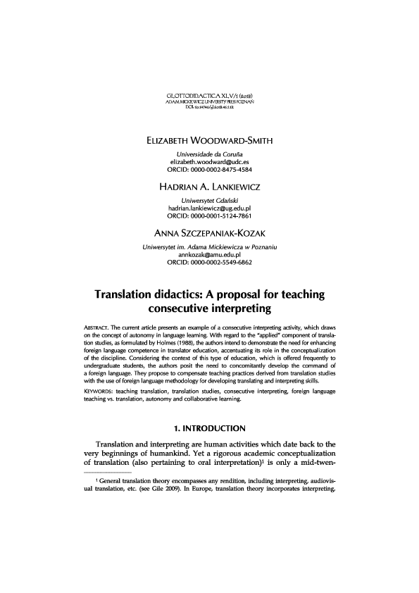 (PDF) Translation didactics: A proposal for teaching consecutive ...