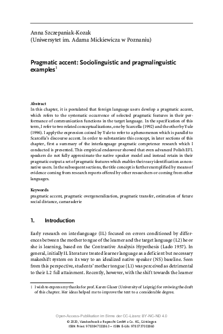 (PDF) Pragmatic accent: Sociolinguistic and pragmalinguistic examples