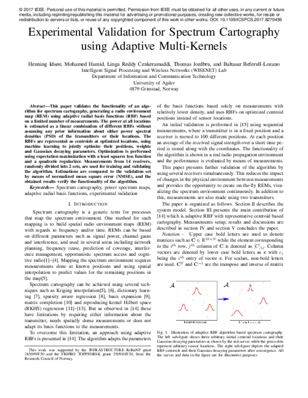 (PDF) Experimental validation for spectrum cartography using adaptive ...