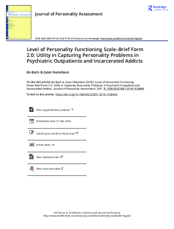(PDF) Level of Personality Functioning Scale-Brief Form 2.0 : En ...
