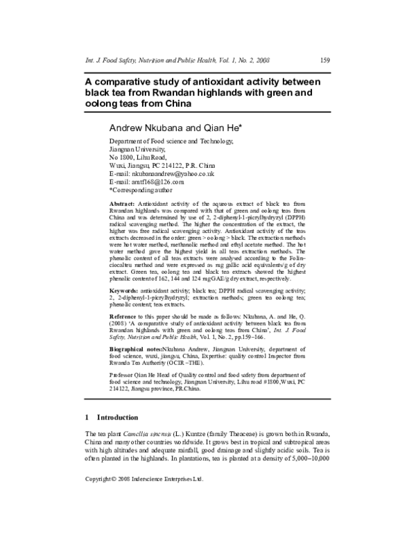 (PDF) A comparative study of antioxidant activity between black tea ...
