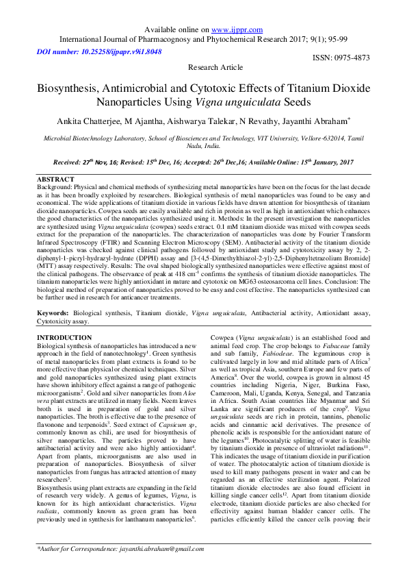 (PDF) Biosynthesis, Antimicrobial and Cytotoxic Effects of Titanium ...