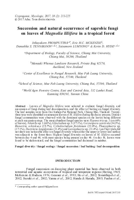 (PDF) Succession and Natural Occurrence of Saprobic Fungi on Leaves of ...