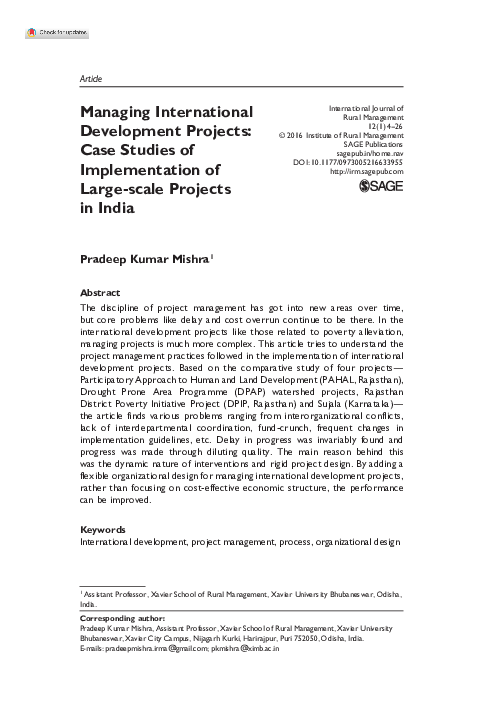 (PDF) Managing International Development Projects