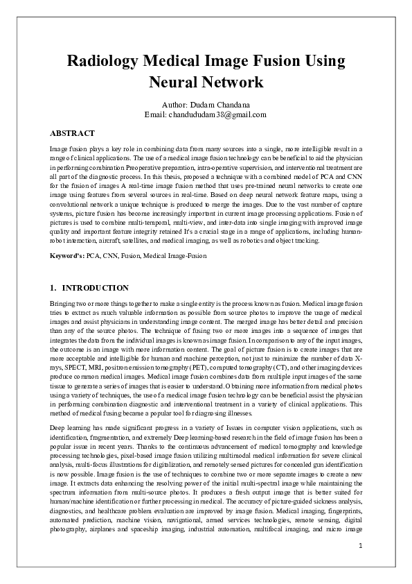(PDF) Radiology Medical Image Fusion Using Neural Network