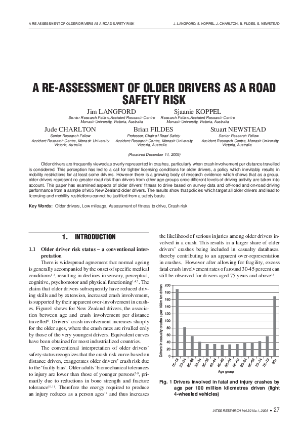 (PDF) A Re-Assessment of Older Drivers as a Road Safety Risk
