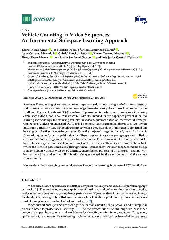 (PDF) Vehicle Counting in Video Sequences: An Incremental Subspace Learning Approach