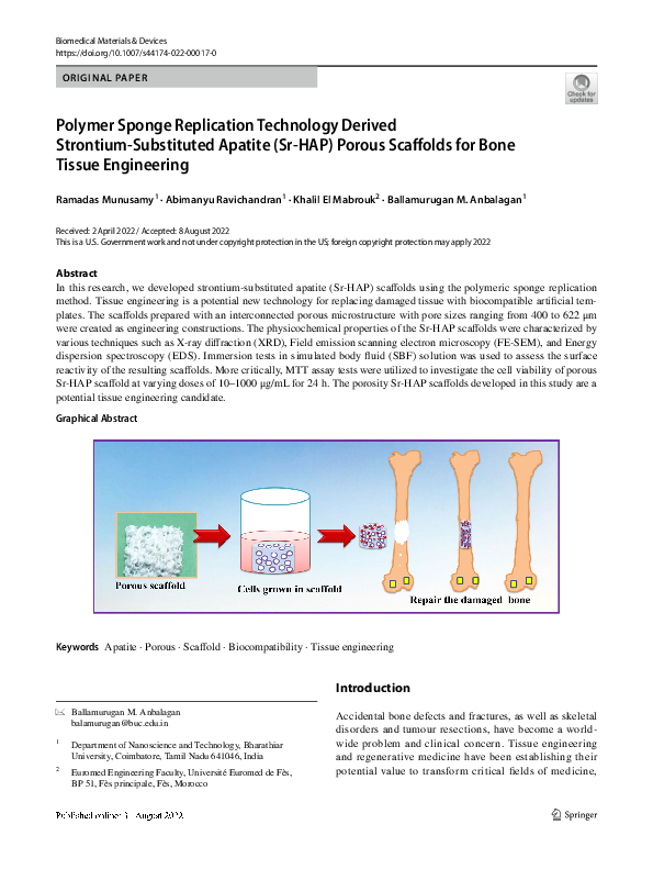 (PDF) Polymer Sponge Replication Technology Derived Strontium-Substituted Apatite (Sr-HAP ...