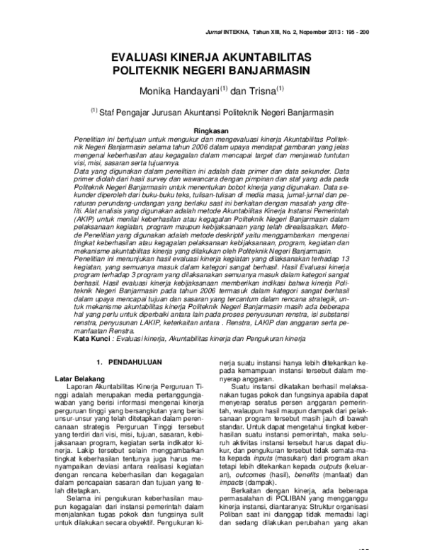 (PDF) Evaluasi Kinerja Akuntabilitas Politeknik Negeri Banjarmasin