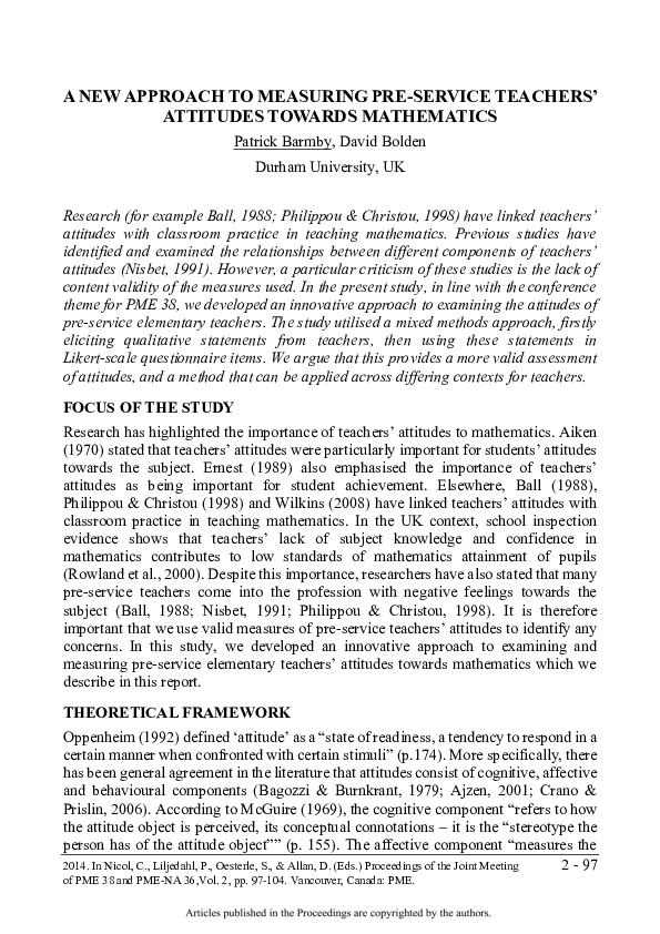 (PDF) A New Approach to Measuring Pre-Service Teachers' Attitudes ...