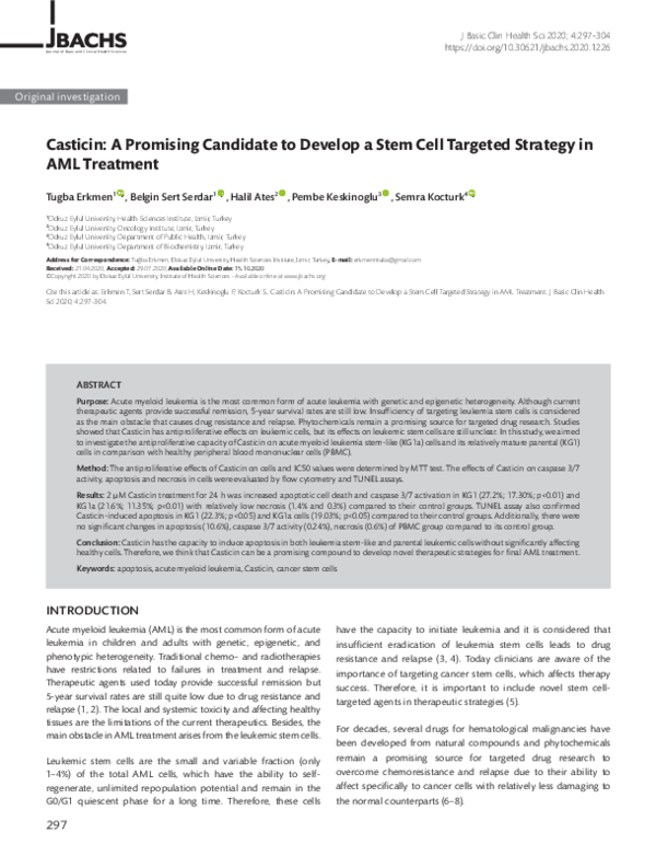 (PDF) Casticin's Apoptotic Effects in AML Cells