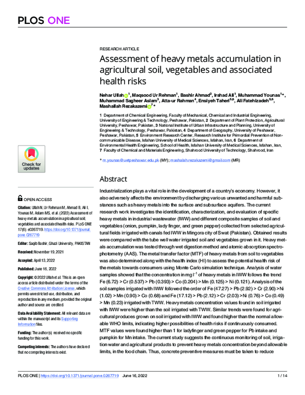 (PDF) Assessment of heavy metals accumulation in agricultural soil ...