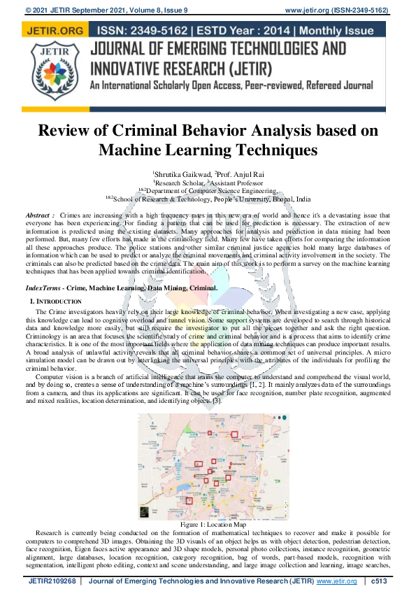 (PDF) Review of Criminal Behavior Analysis based on Machine Learning Techniques