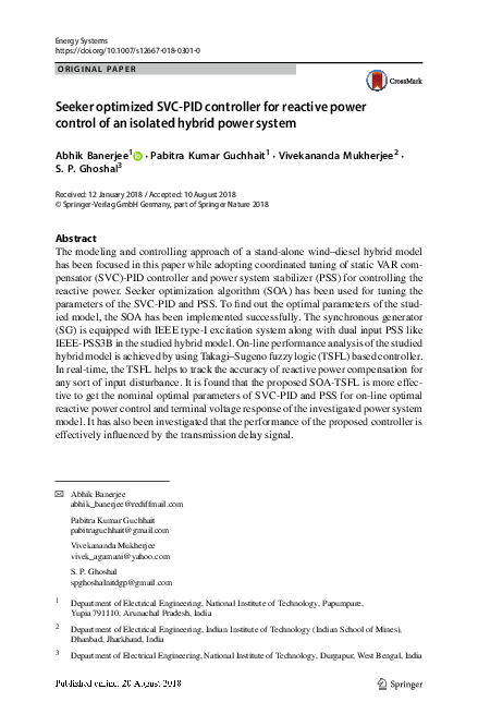 (PDF) Seeker optimized SVC-PID controller for reactive power control of an isolated hybrid power ...