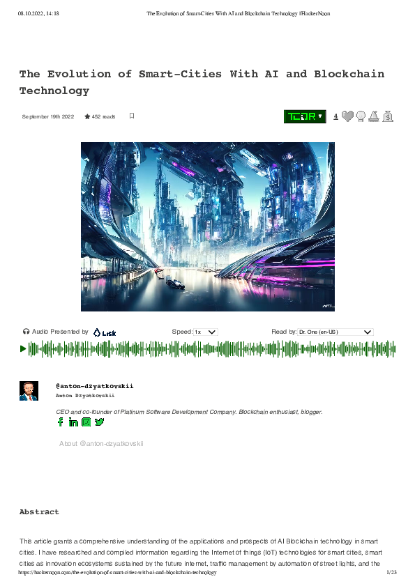 (PDF) The Evolution of Smart Cities With AI and Blockchain Technology