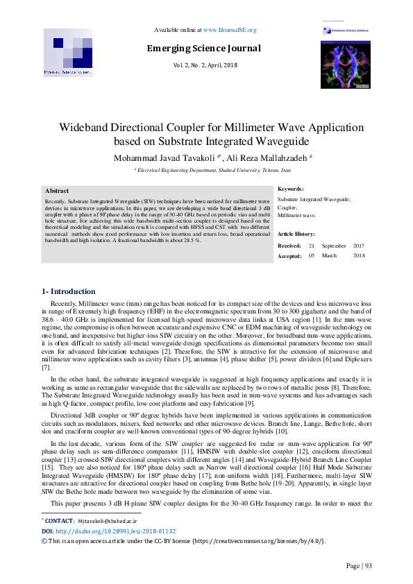 Pdf Wideband Directional Coupler For Millimeter Wave Application Based On Substrate Integrated