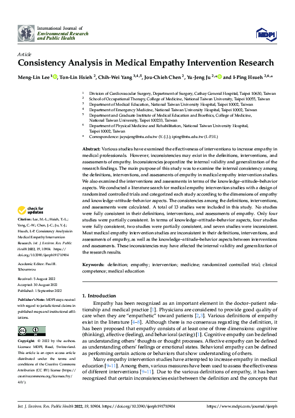 (PDF) Consistency Analysis in Medical Empathy Intervention Research