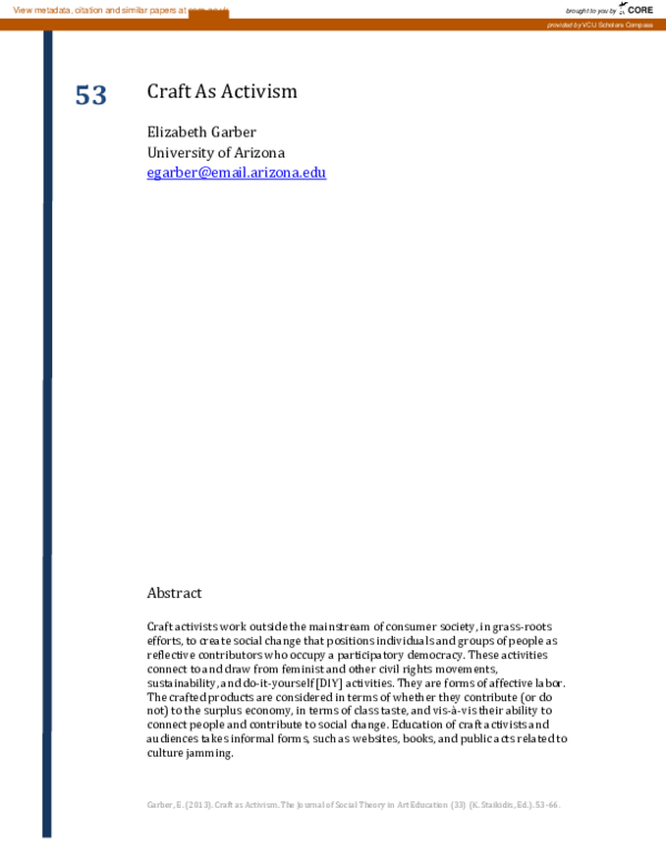 (PDF) Craft As Activism