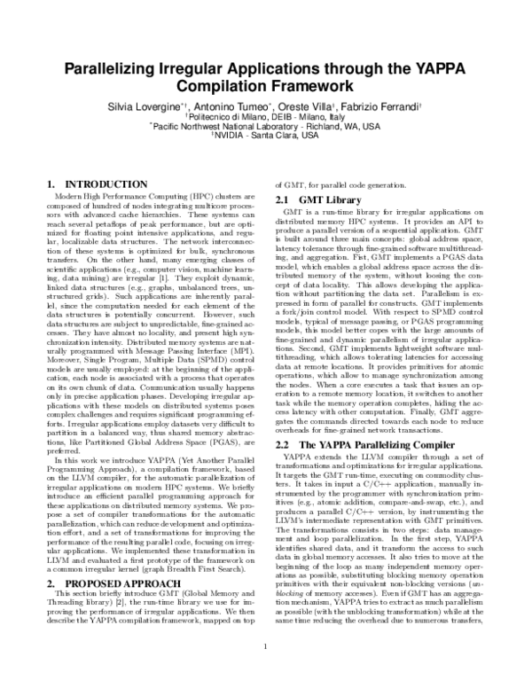 Pdf Parallelizing Irregular Applications Through The Yappa Compilation Framework S