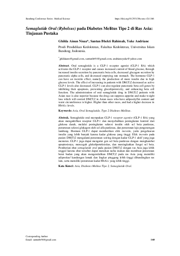 (PDF) Semaglutide Oral (Rybelsus) pada Diabetes Melitus Tipe 2 di Ras ...