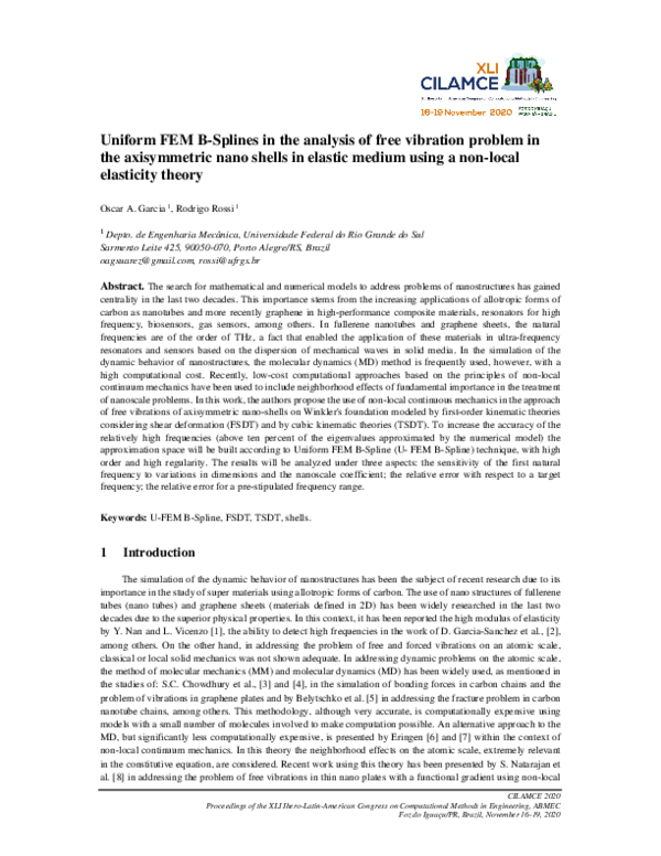 Pdf Uniform Fem B Splines In The Analysis Of Free Vibration Problem