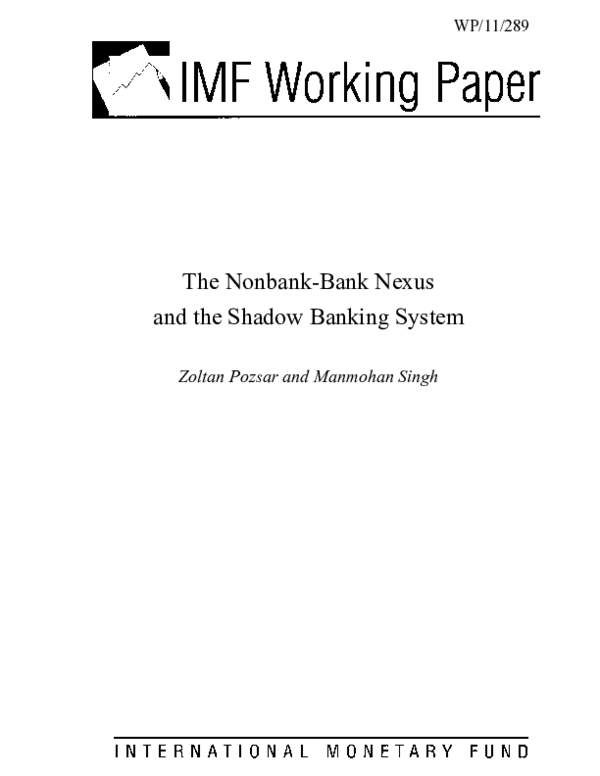 (PDF) The Non-Bank-Bank Nexus and the Shadow Banking System1 Prepared ...