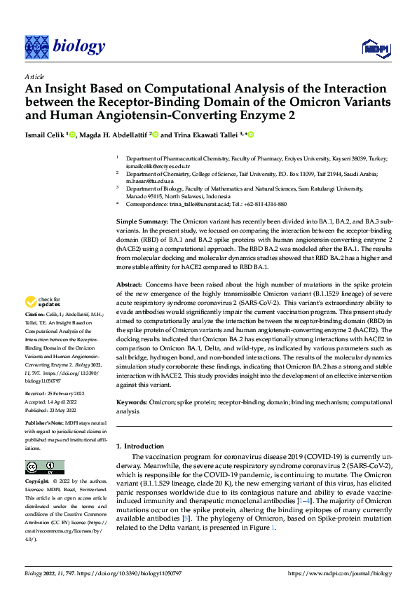 (PDF) An Insight Based on Computational Analysis of the Interaction between the Receptor-Binding ...