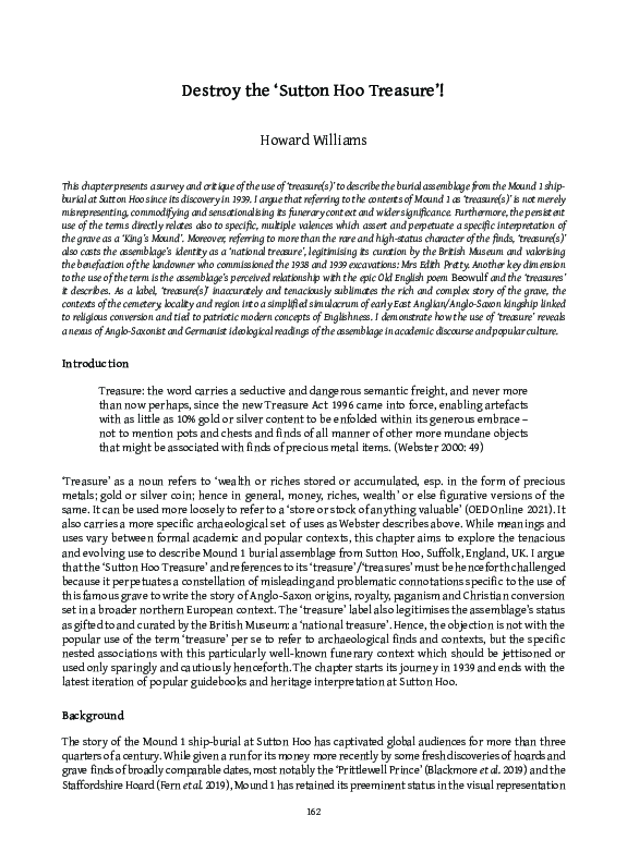 (PDF) Destroy the 'Sutton Hoo Treasure'