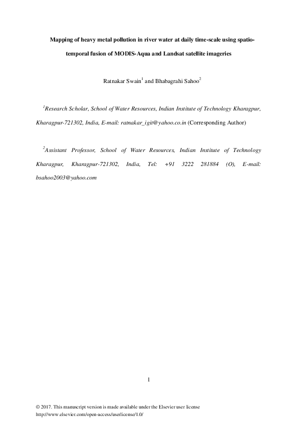 (PDF) Mapping of heavy metal pollution in river water at daily time-scale using spatio-temporal ...
