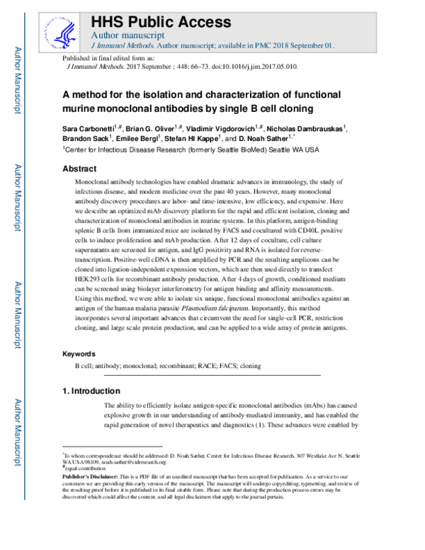 (PDF) A method for the isolation and characterization of functional ...