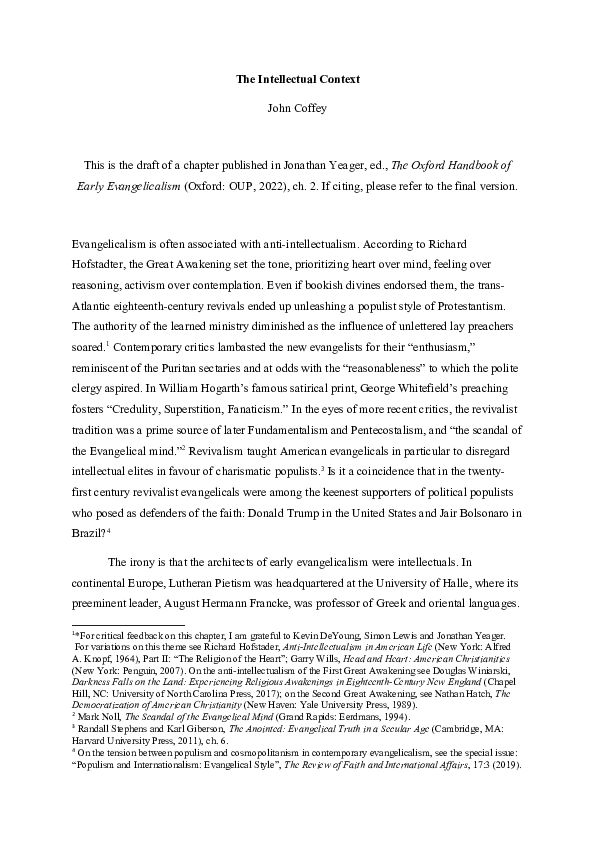 (DOC) 'The Intellectual Context' in Jonathan Yeager, ed., The Oxford ...