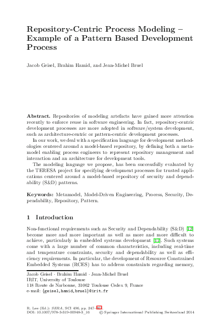 (PDF) Repository-Centric Process Modeling – Example of a Pattern Based ...